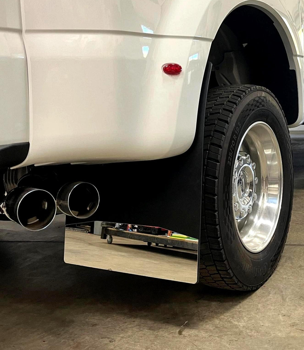 Ford F350 Dually Truck Mud Flaps | Mirrored Stainless – Whiplash Designs